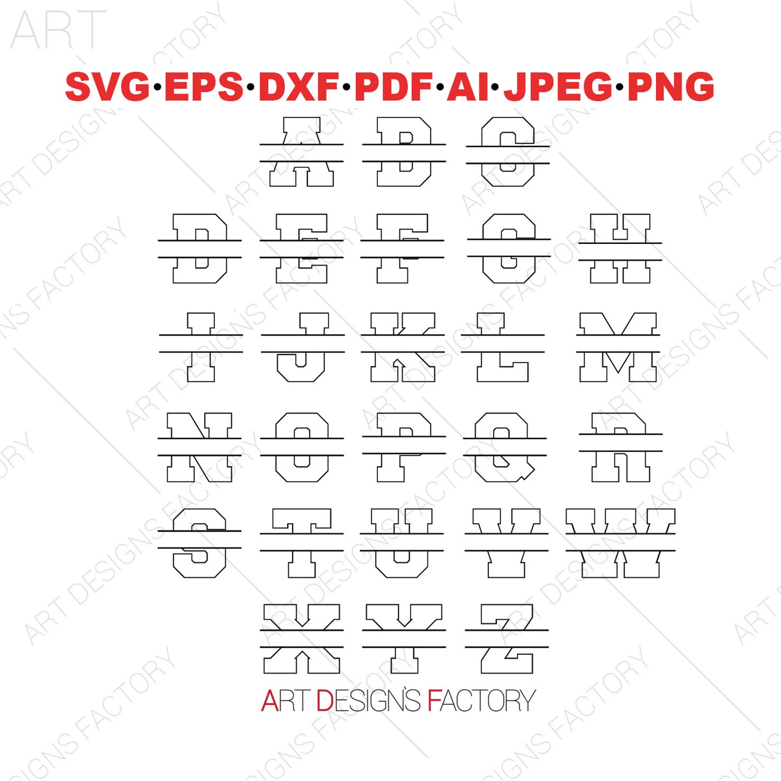 Split Monogram Svgsplit Fontcollege Font Svg Sport and Line - Etsy
