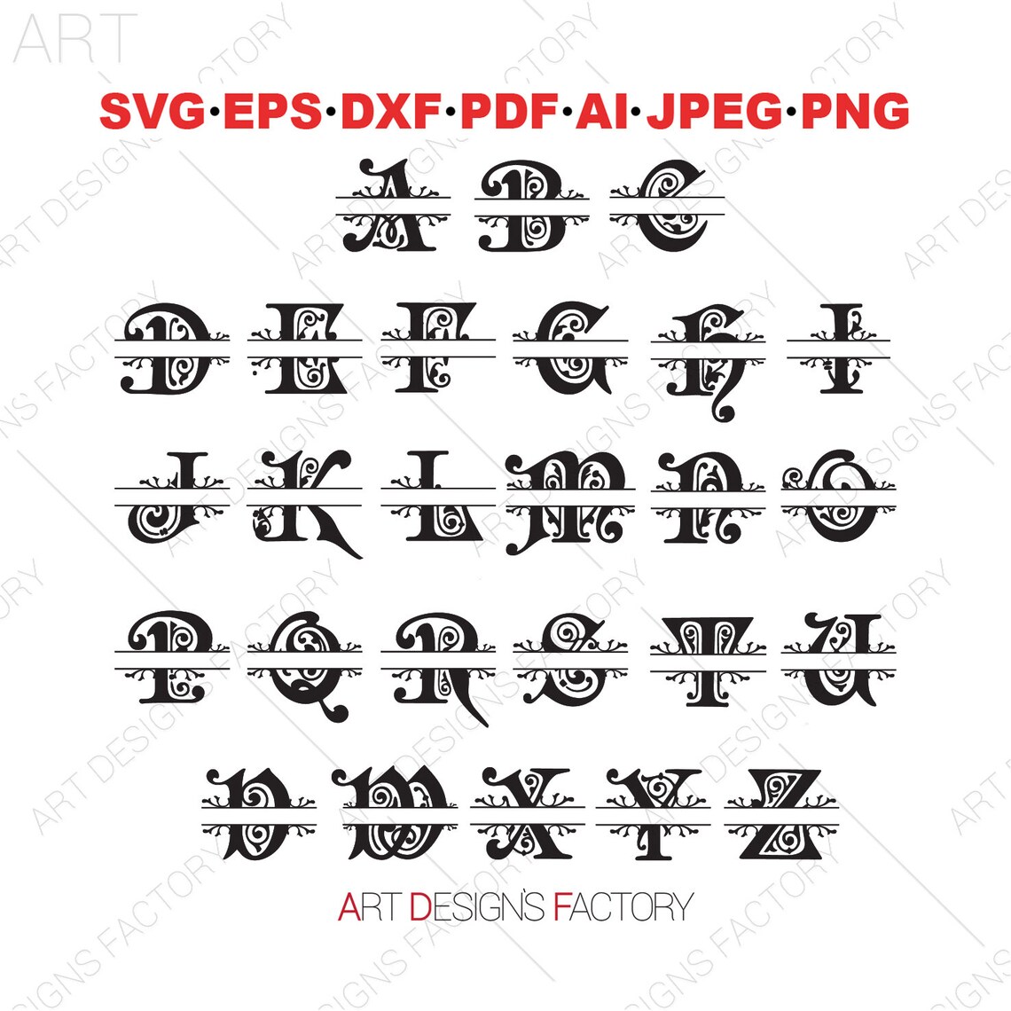 Split Monogram SVG, Split Font Svg, Initial Svg, Letter Svg, Split ...