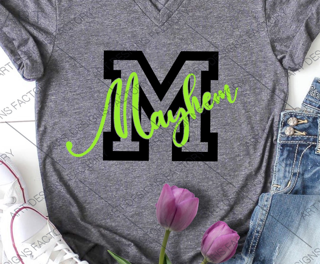 M Mayhem SVG Cut File, M MAYHEM Logo SVG, Mayhem Baseball Shirt Cut ...