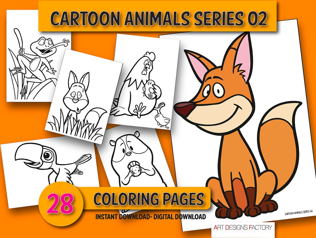 COLORING PAGES Pdf,cartoon Animals Series 02,printable Pages,cartoon ...