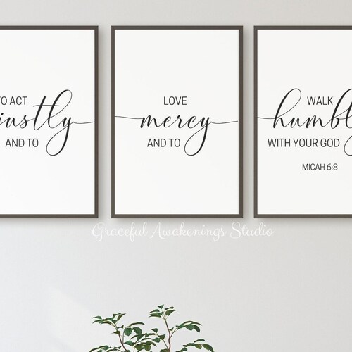 Micah 6:8 Wall Art Set of 3 Act Justly Love Mercy Walk Humbly - Etsy