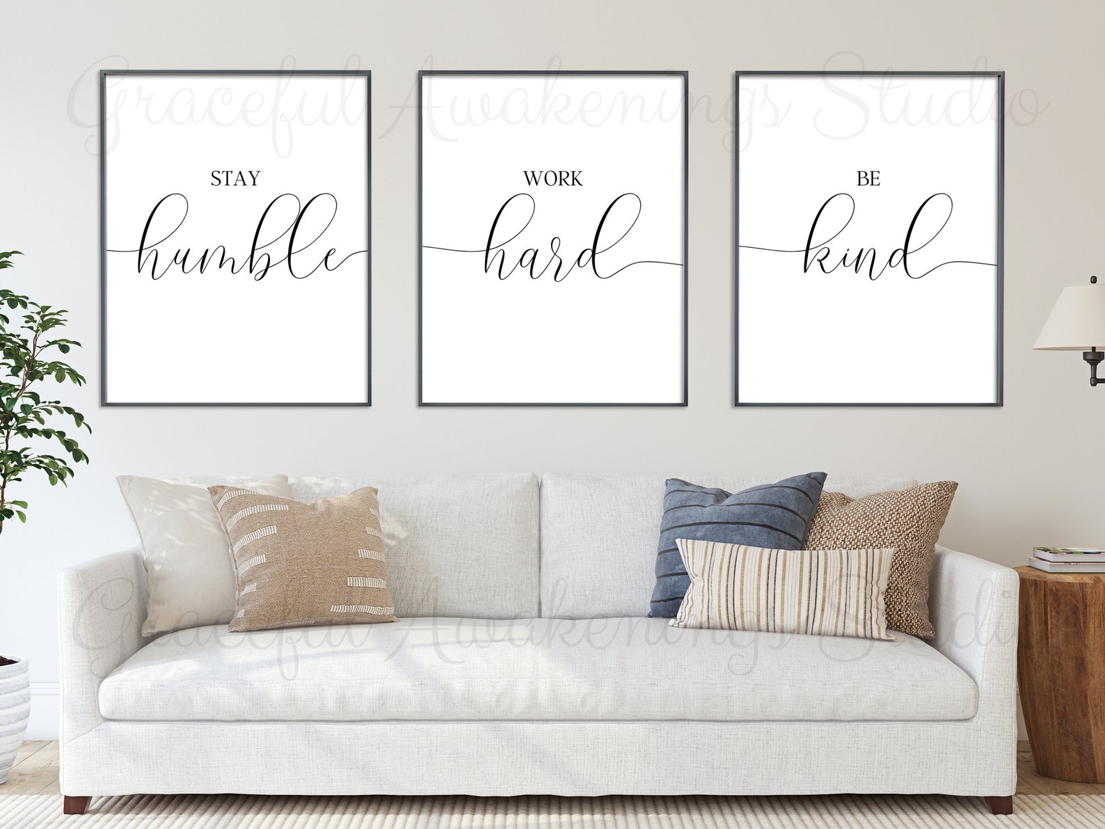 Stay Humble Work Hard Be Kind Set of 3 Inspirational Office - Etsy