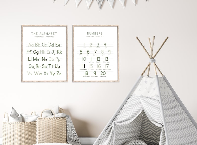 Boho Alphabet & Numbers Poster: Homeschool Classroom Decor (digital ...