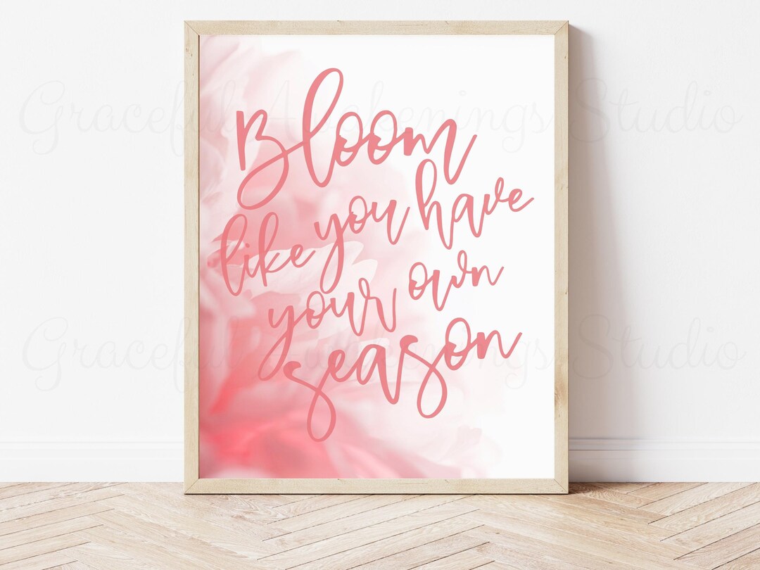 Girl Room Wall Decor, Inspirational Wall Art, Pink Flower Art, Girl ...
