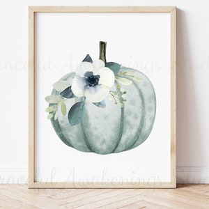 Pumpkin Fall Decor, Set of 3 Pumpkins, Blue Pumpkin Prints, Blue Fall ...