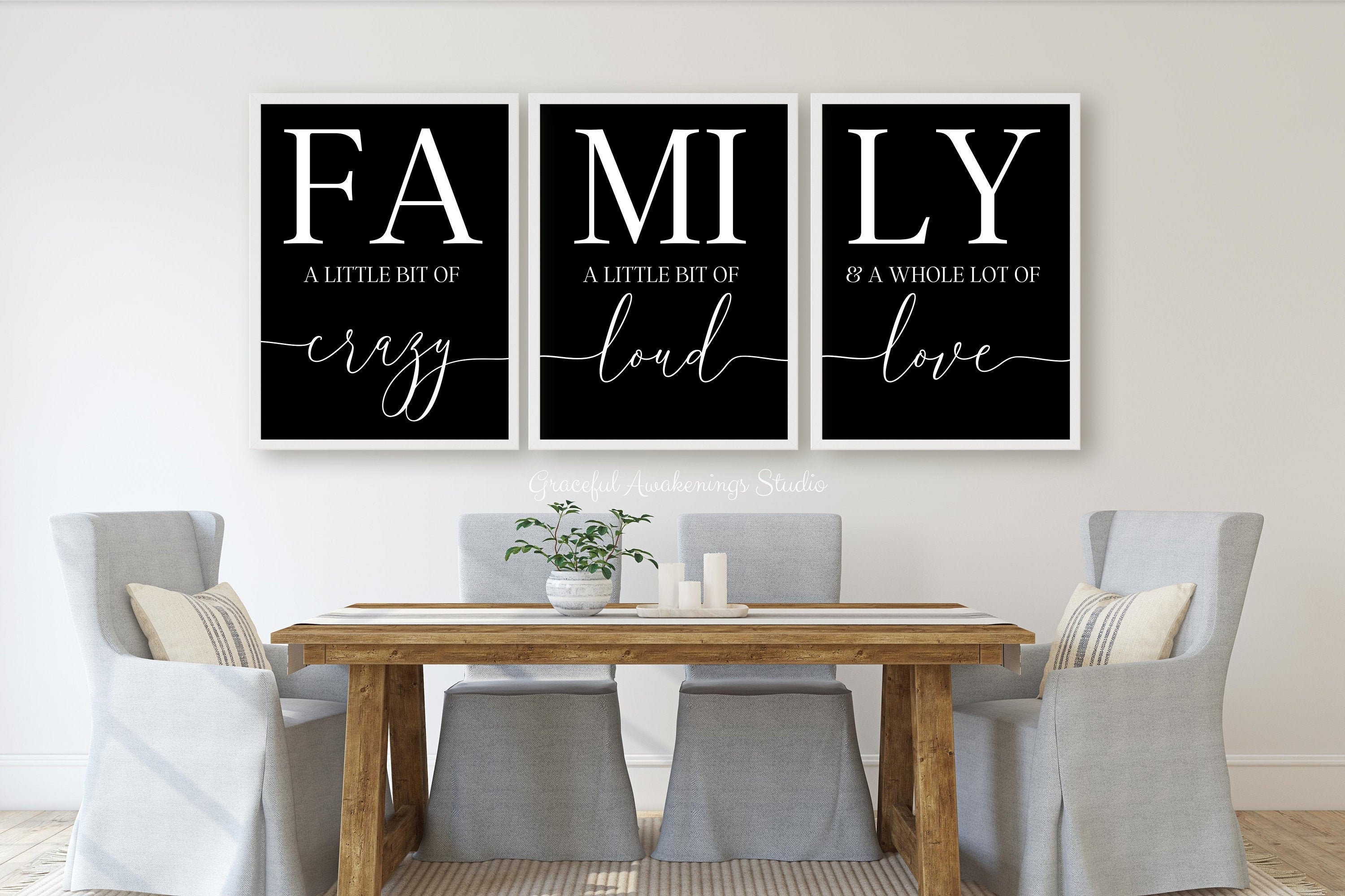 Family Sign Black Art Family A Little Bit of Crazy Print | Etsy
