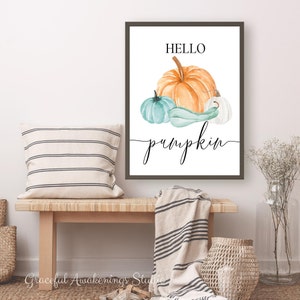 Hello Pumpkin Sign, Fall Decor, Autumn Wall Art, Hello Pumpkin Print ...