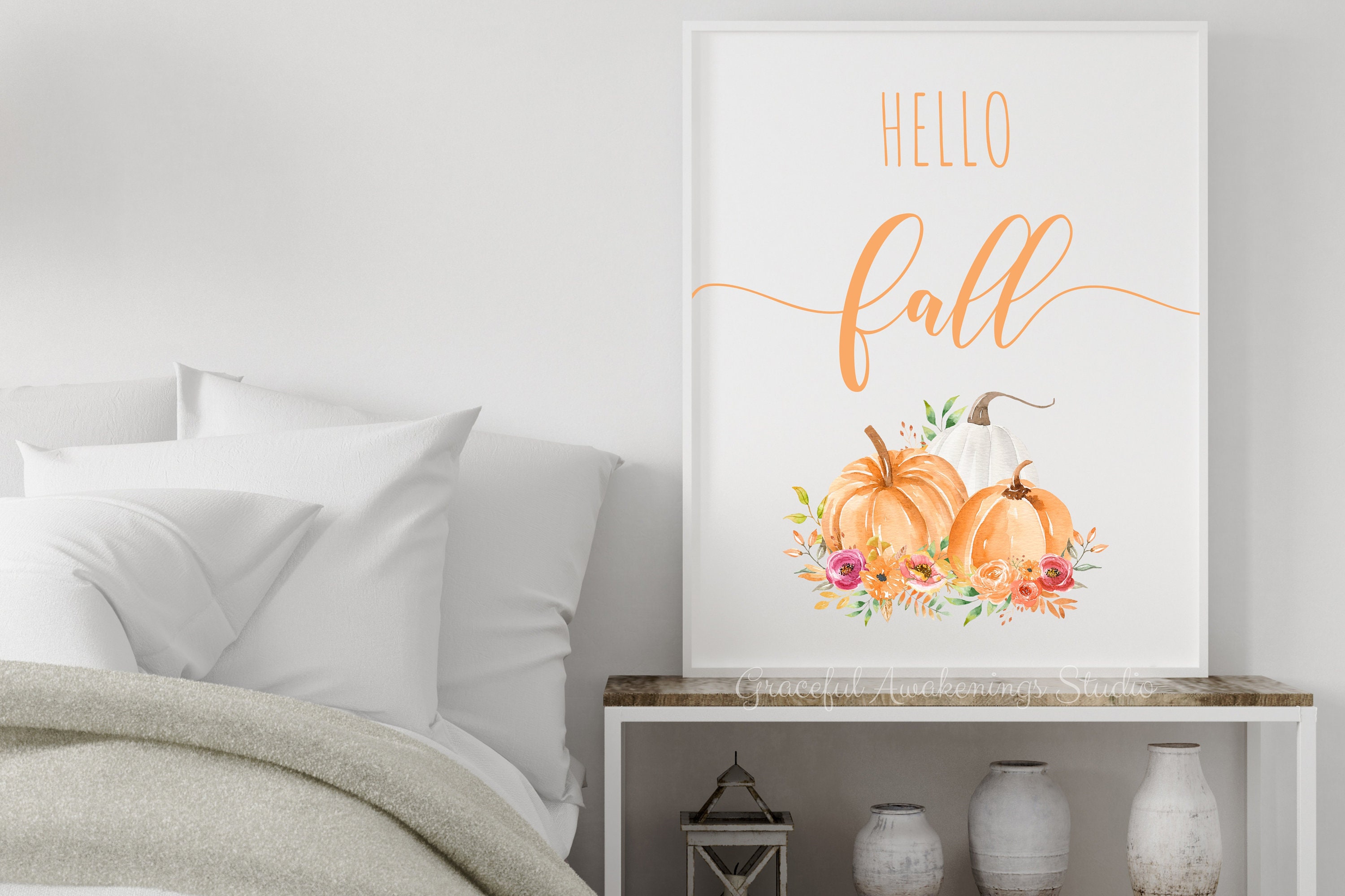 Hello Fall Print Fall Decor Autumn Wall Art Hello Fall | Etsy