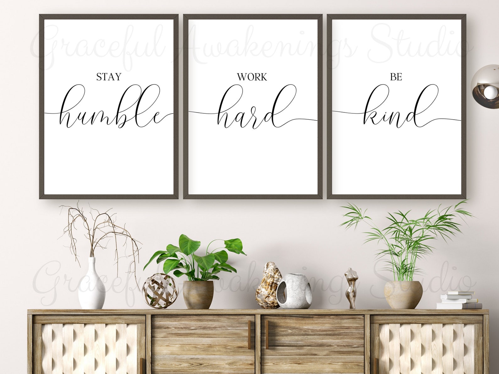 Stay Humble Work Hard Be Kind Set of 3 Inspirational Office | Etsy