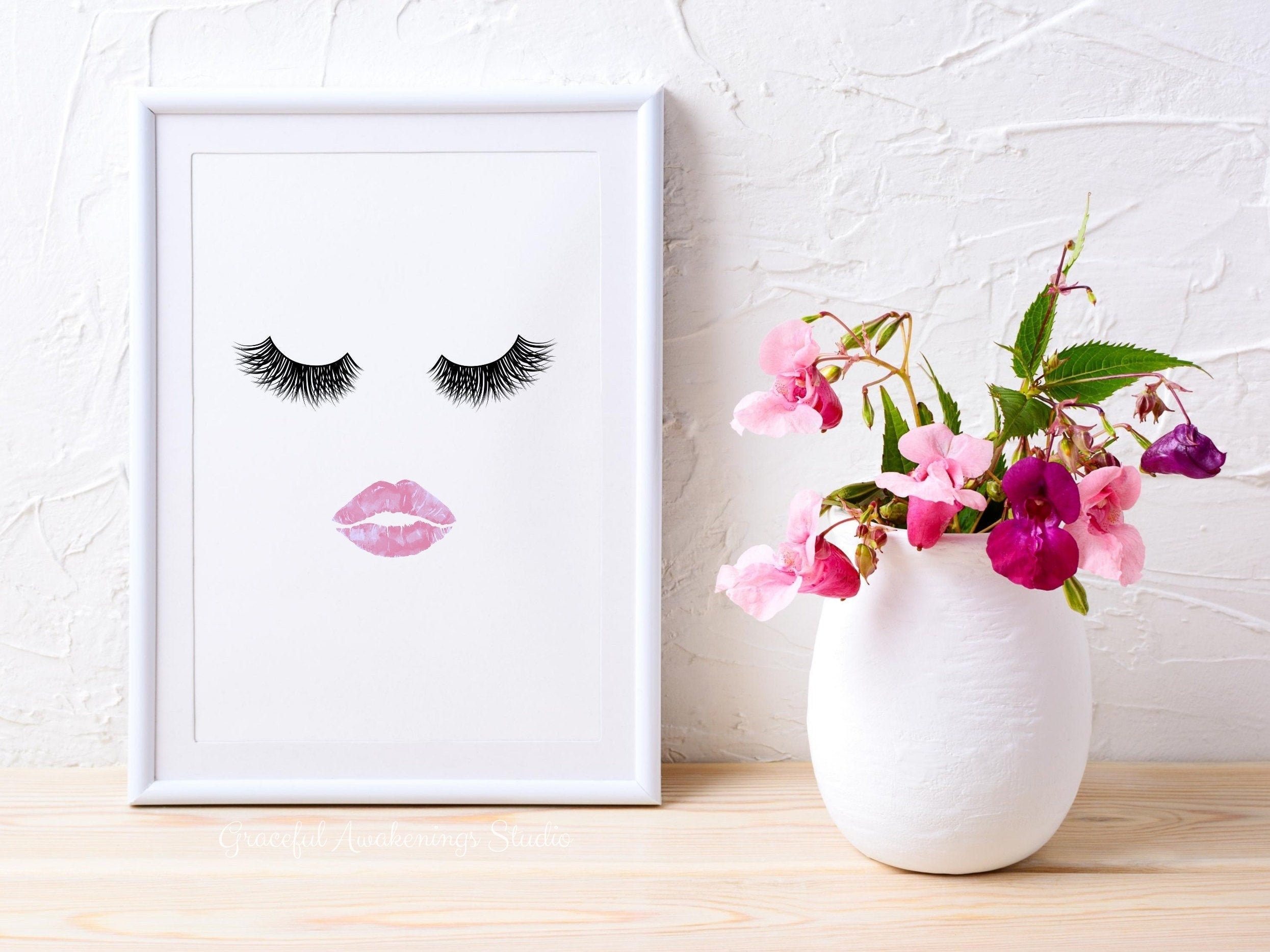 Eyelash Print Lips And Lashes Print Beauty Print Lashes | Etsy