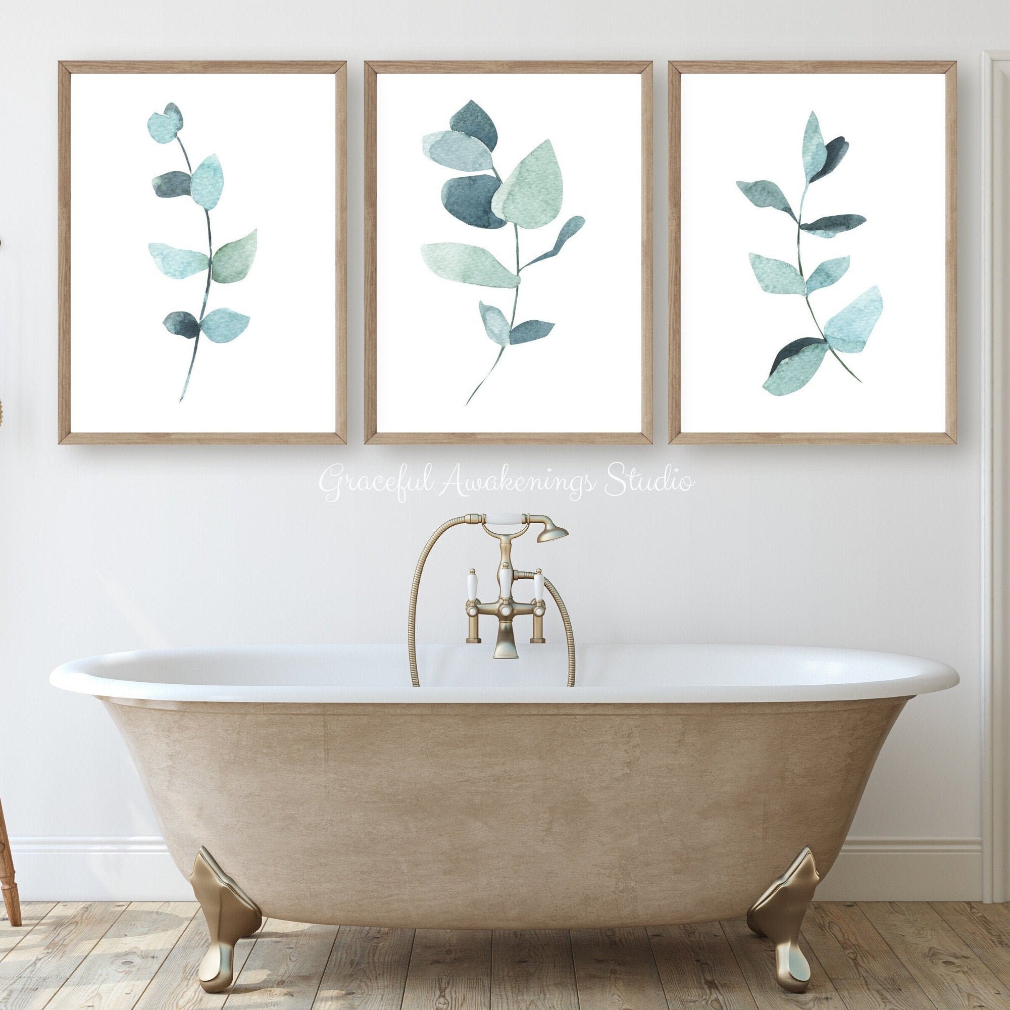 Watercolor Eucalyptus Prints Set of 3 Eucalyptus Digital | Etsy