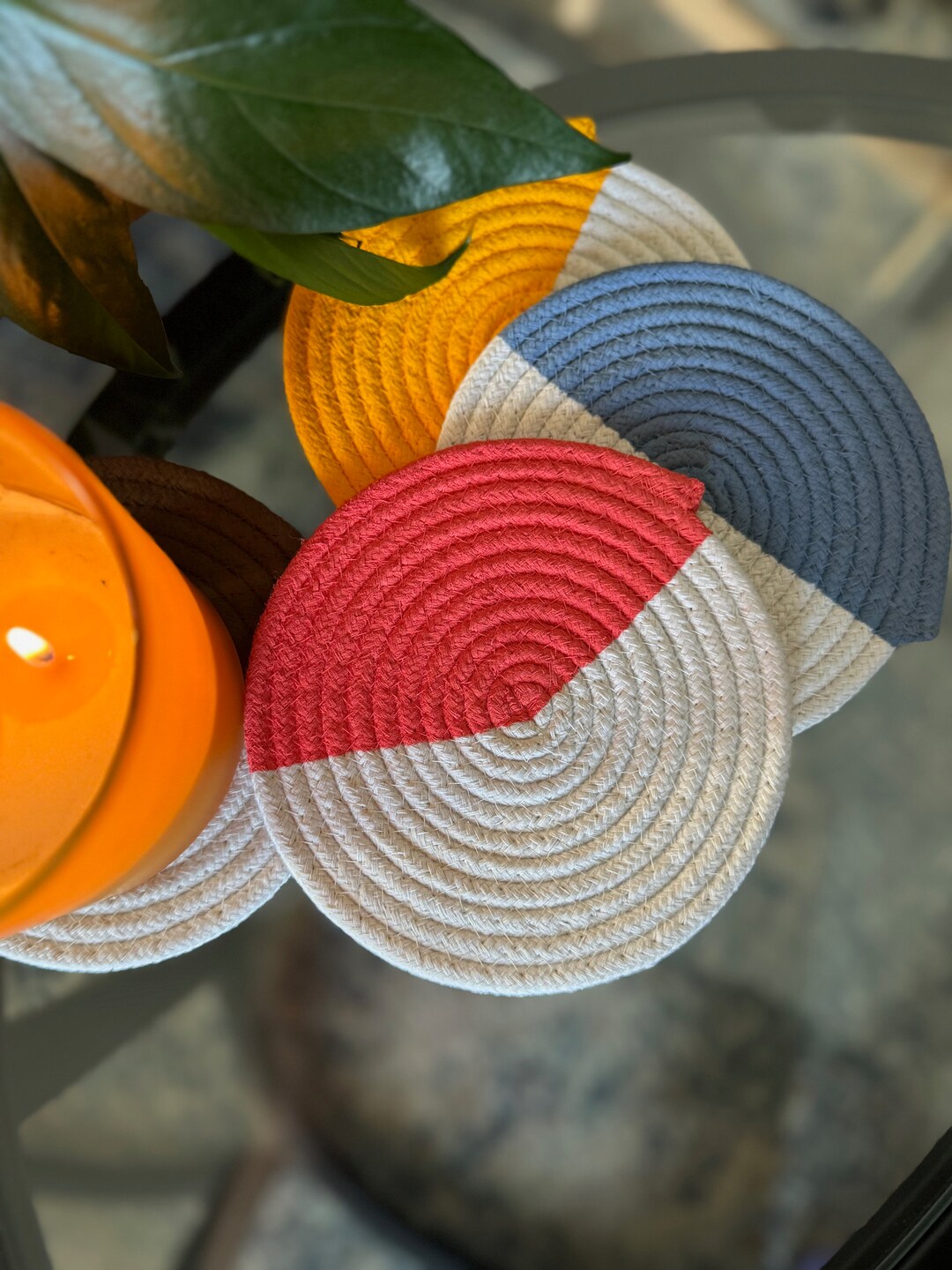 Rope Coasters, Set of Four, Multicolor - Etsy