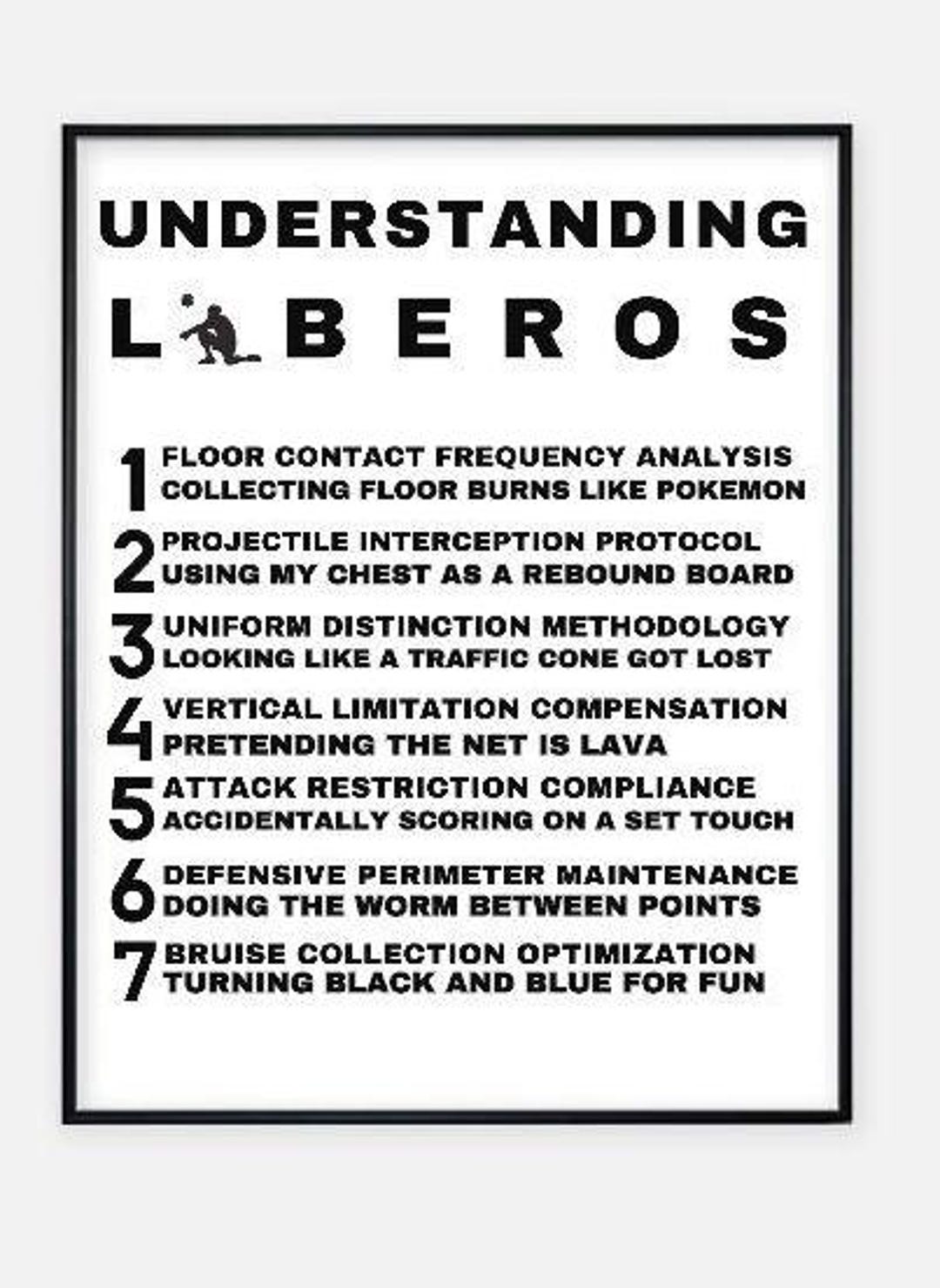 Funny Volleyball Libero Poster | Volleyball Wall Art | Defensive Player ...