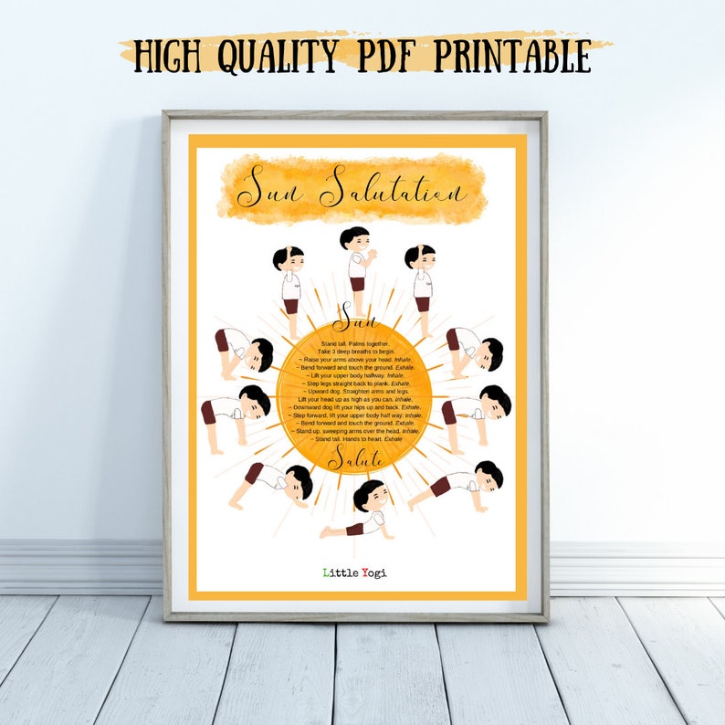 Kids Yoga Sun Salutation Printable Poster and Cards - Etsy Australia