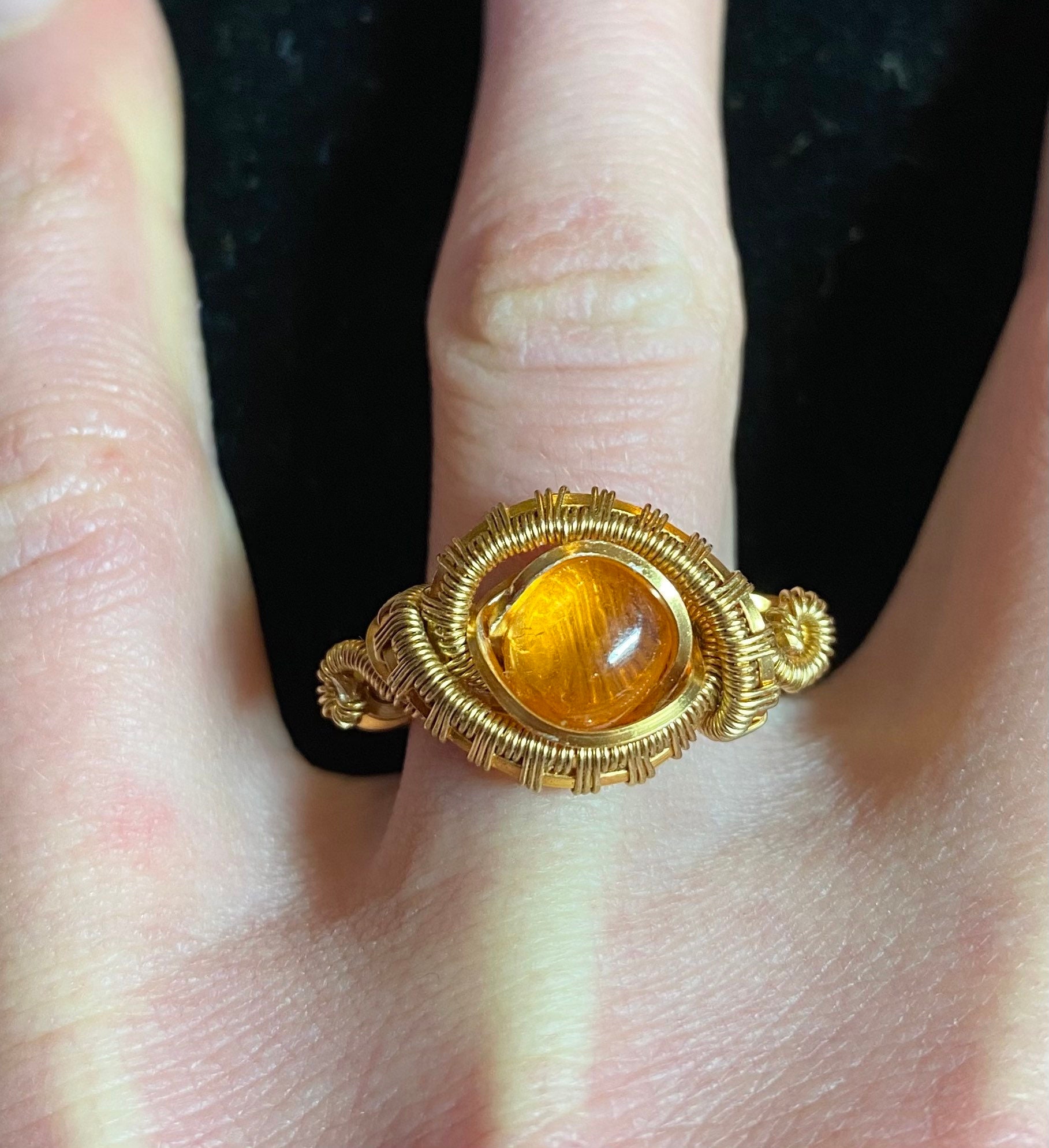 Spessartine Garnet Gold Wire Wrapped Ring - Etsy