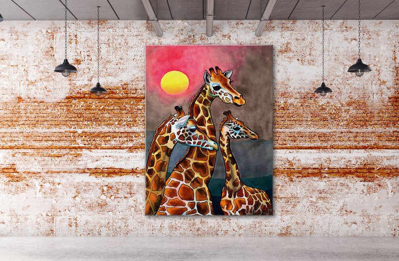 African Art Canvas-African Giraffes Traditional Animals Art | Etsy