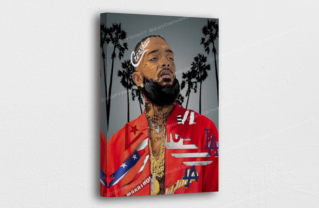 Nipsey Hussle Poster Canvas Chain Palm Trees American Rapper Printed ...