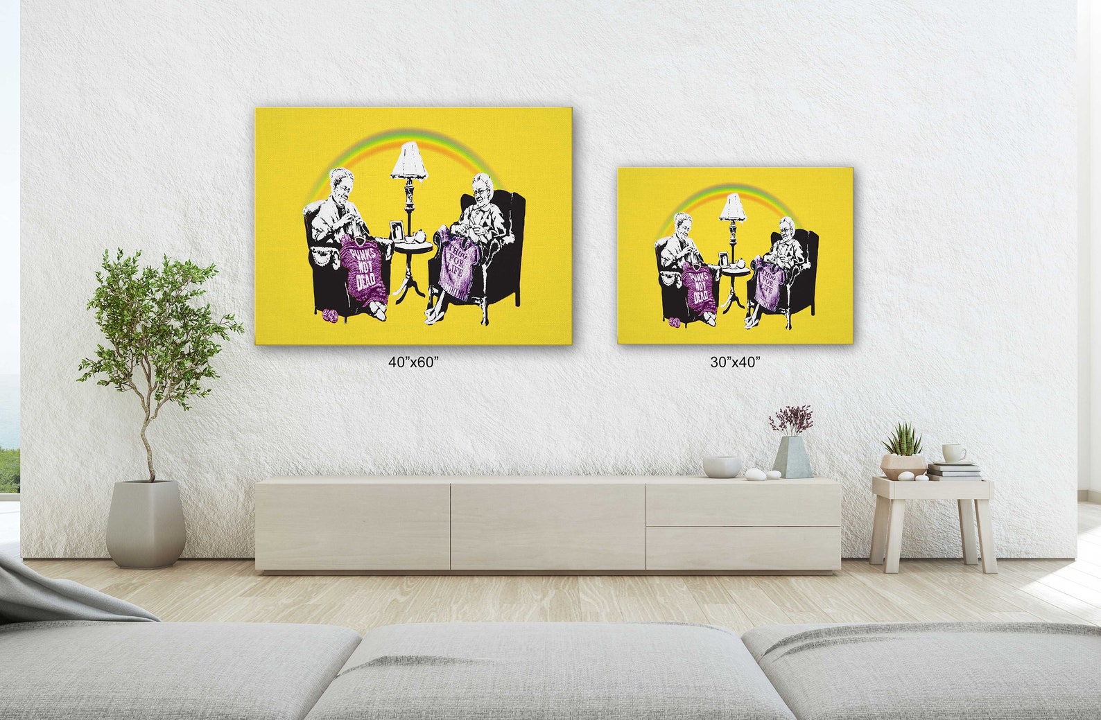 Banksy Street Art Canvas-banksy Knitting Grannies Street Art - Etsy