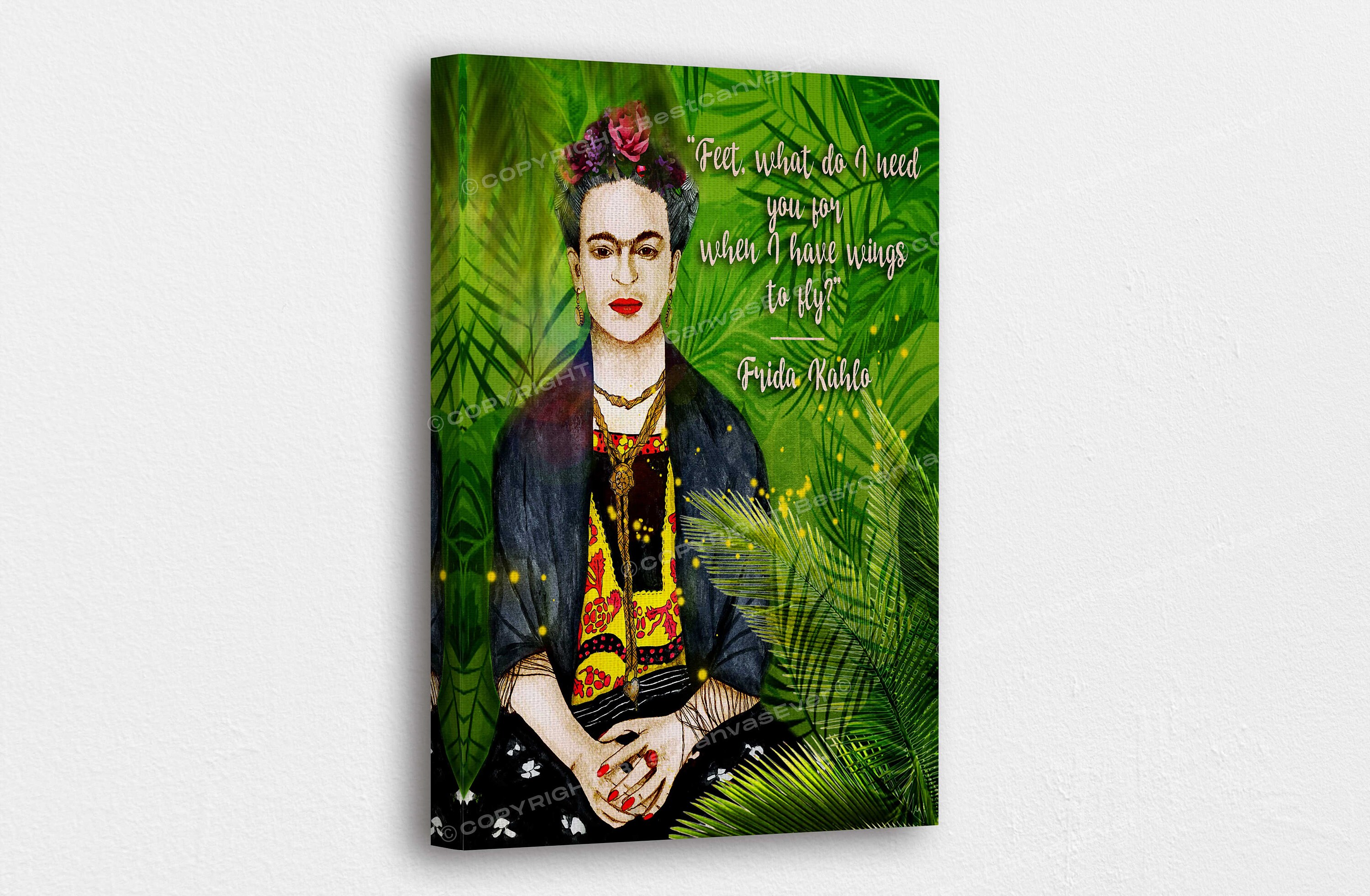 Frida Kahlo Art Canvas Frida Kahlo Pink Flower Positive Quotes - Etsy