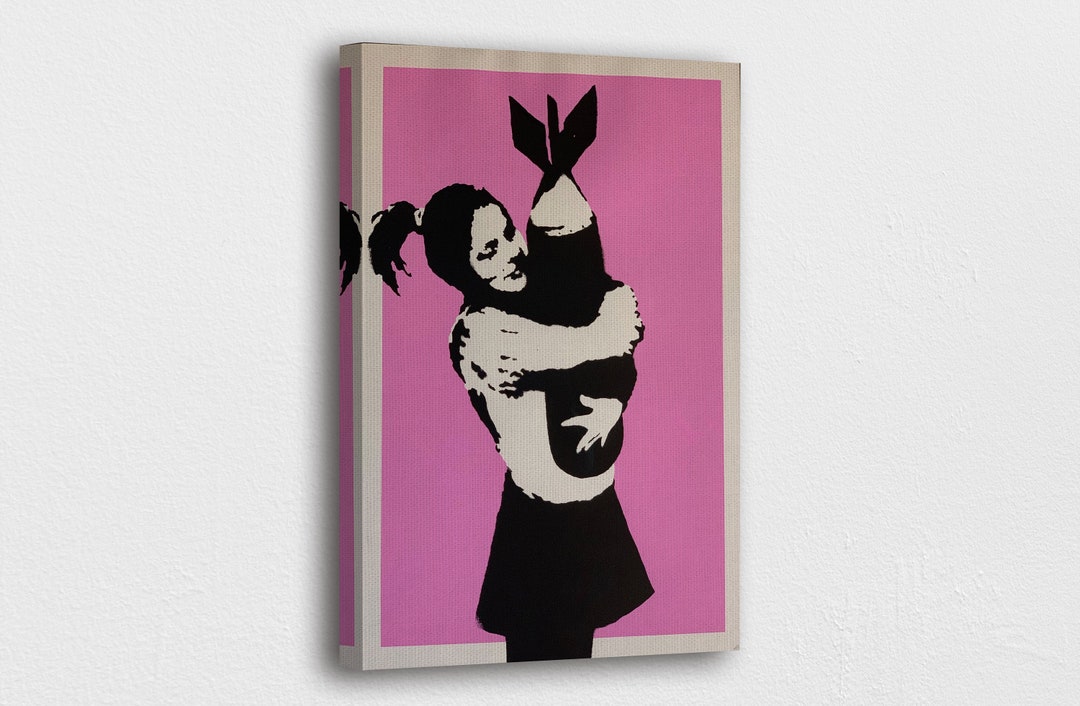Banksy Art Canvas-girl Hugging Bomb bomb Huggergraffiti Art Poster ...