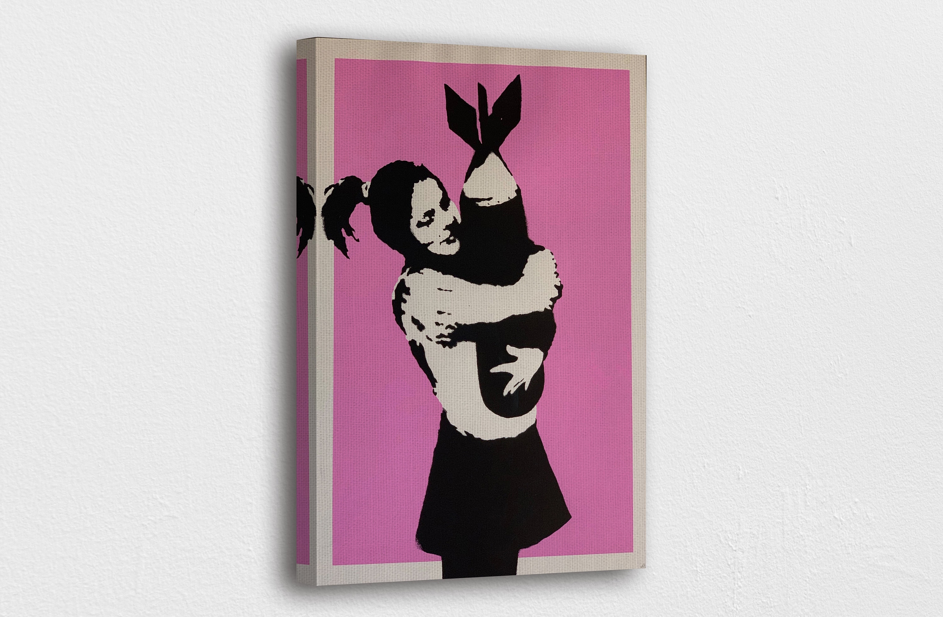 Banksy Art Canvas-girl Hugging Bomb bomb - Etsy
