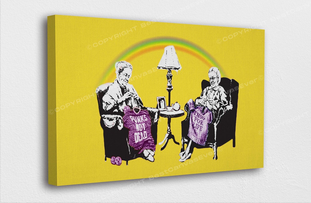 Banksy Street Art Canvas-banksy Knitting Grannies Street Art Poster ...