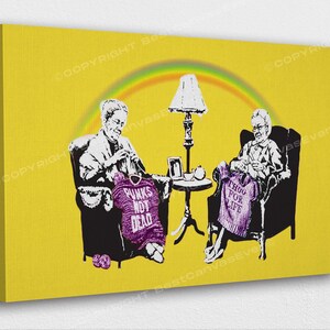 Banksy Street Art Canvas-banksy Knitting Grannies Street Art Poster ...