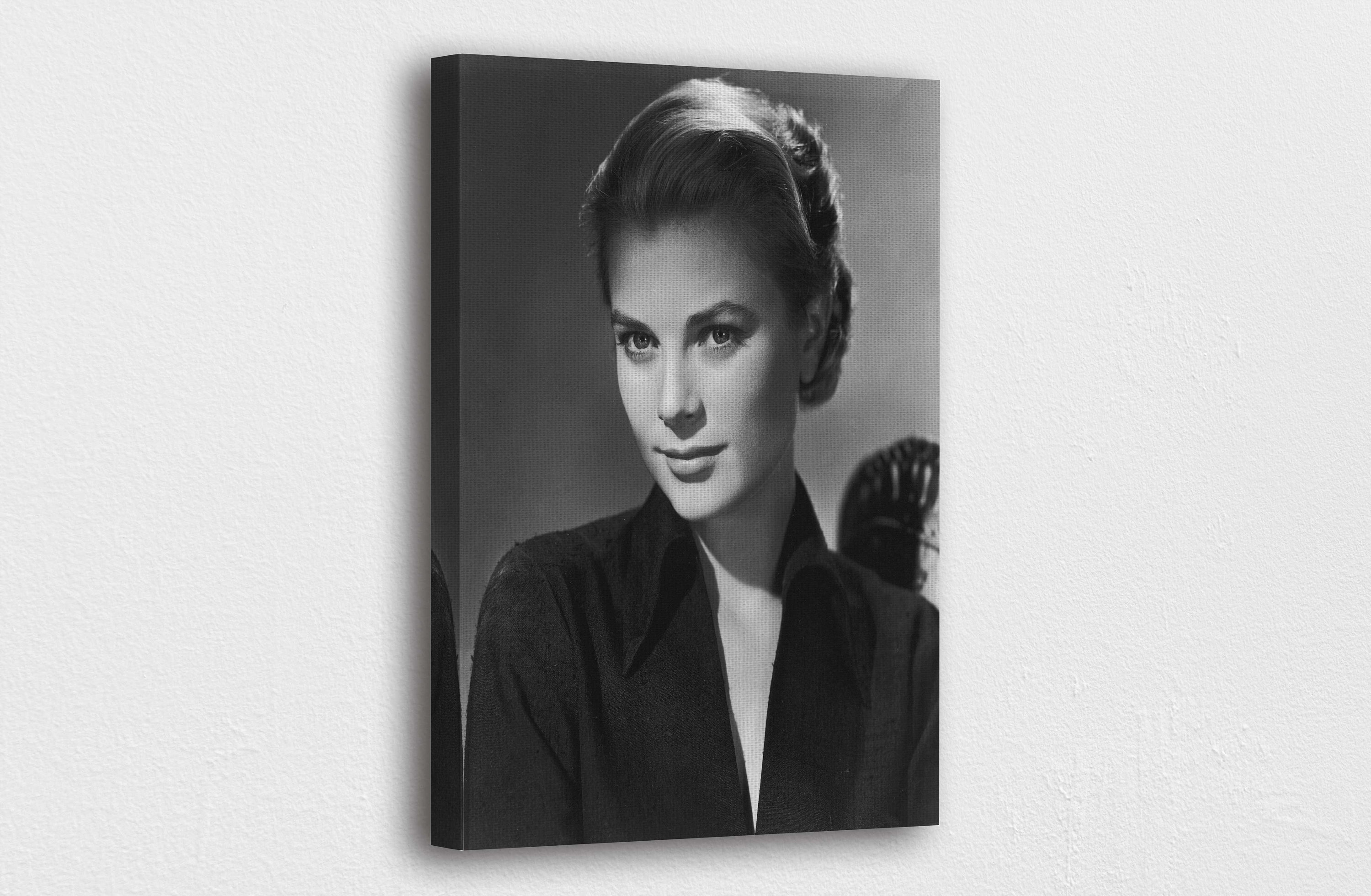 Grace Kelly Art Canvas-portrait of Grace Kelly B&W Art Canvas | Etsy