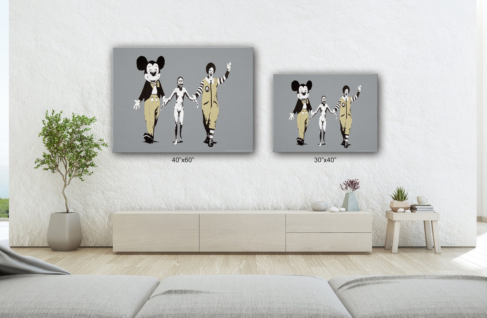 Banksy Street Art Canvas-mickey Mouse & Ronald Mcdonald Art - Etsy