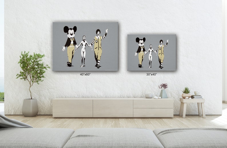 Banksy Street Art Canvas-mickey Mouse & Ronald Mcdonald Art - Etsy