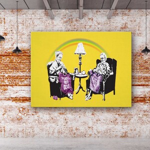 Banksy Street Art Canvas-banksy Knitting Grannies Street Art Poster ...