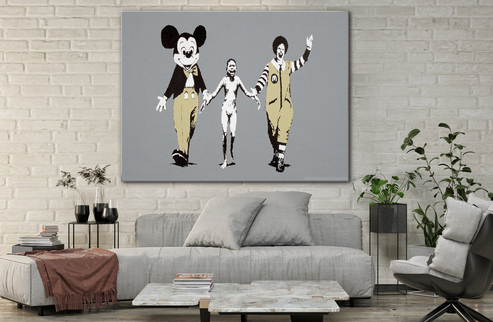 Banksy Street Art Canvas-mickey Mouse & Ronald Mcdonald Art - Etsy
