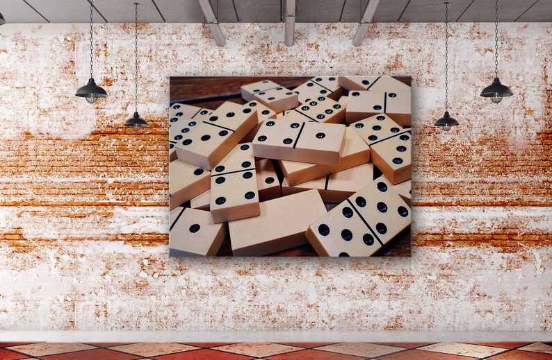 Game Room Wall Art Canvas White Dominos Art Canvas | Etsy