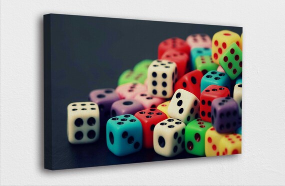 Game Room Wall Art Canvas Colorful Dice Game Art Canvas | Etsy
