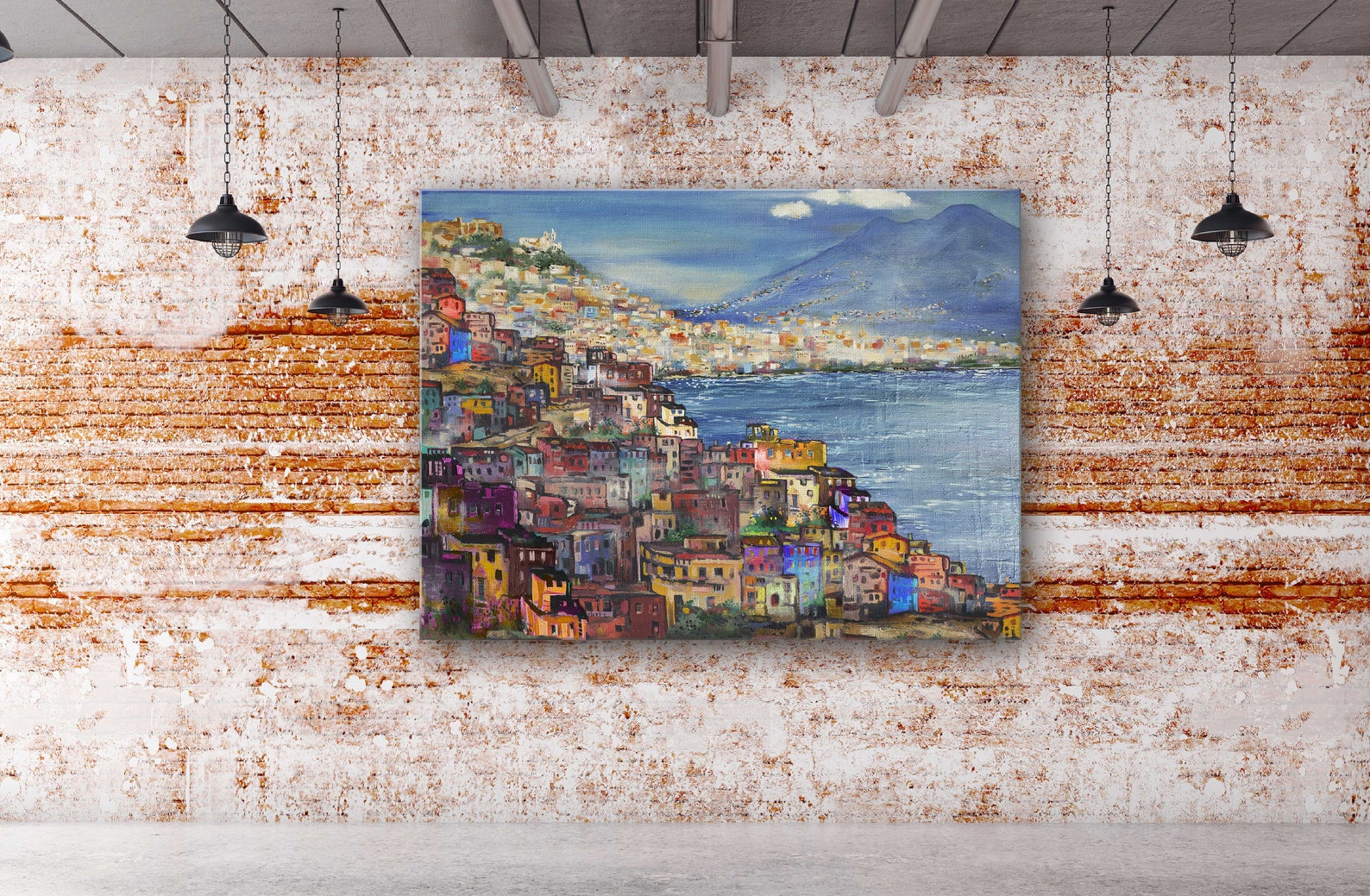 Painting Style Art Canvas-naples Italy Painting Style Art | Etsy