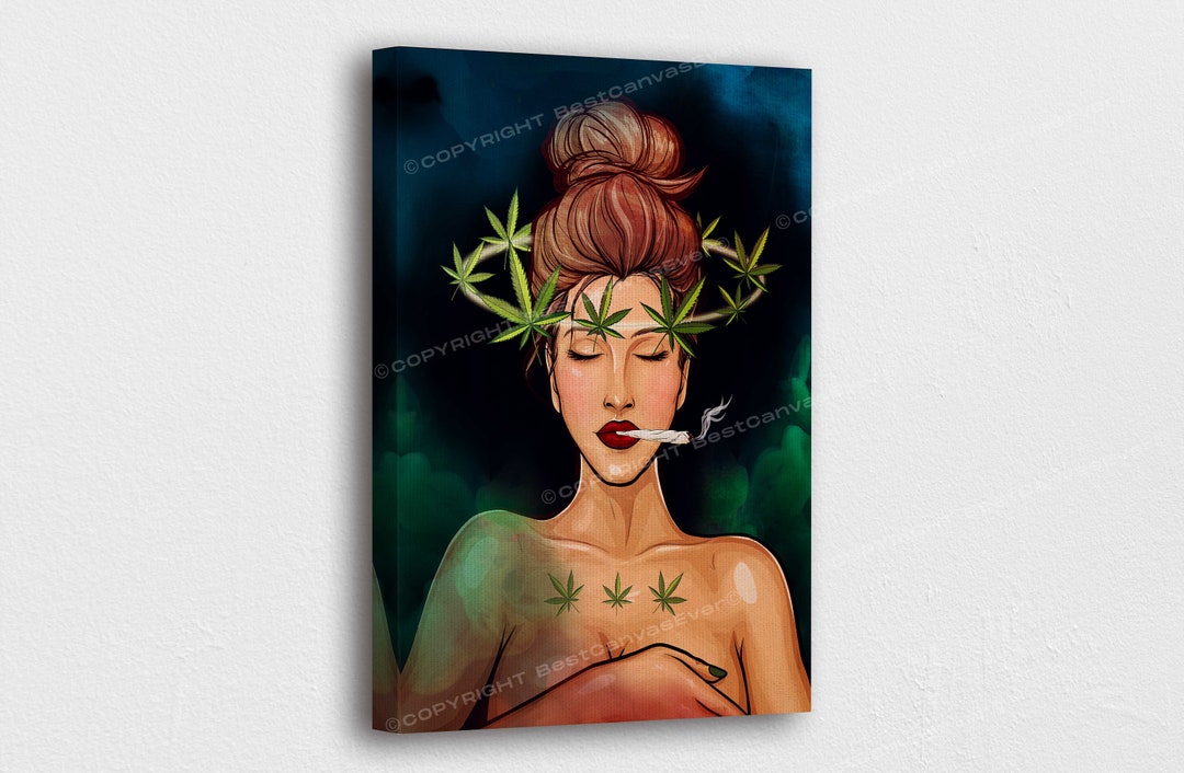 Cannabis Art Canvas Weed Girl Marijuana Art Canvas Poster/gift/printed ...