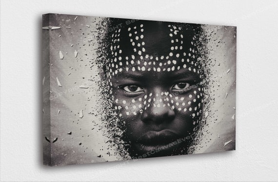 African Art Canvas-african Man Traditional Pattern Face Art - Etsy