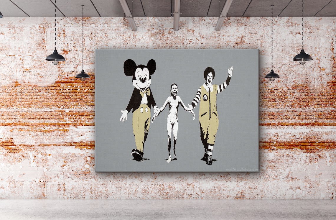 Banksy Street Art Canvas-mickey Mouse & Ronald Mcdonald Art - Etsy