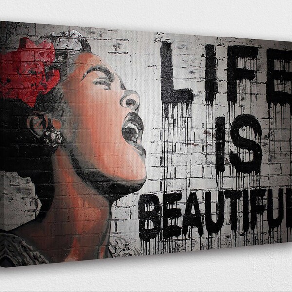Life is Beautiful Banksy Canvas - Etsy