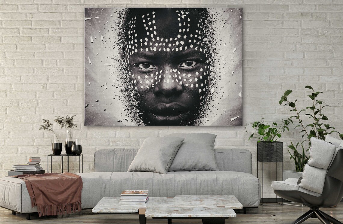 African Art Canvas-african Man Traditional Pattern Face Art - Etsy