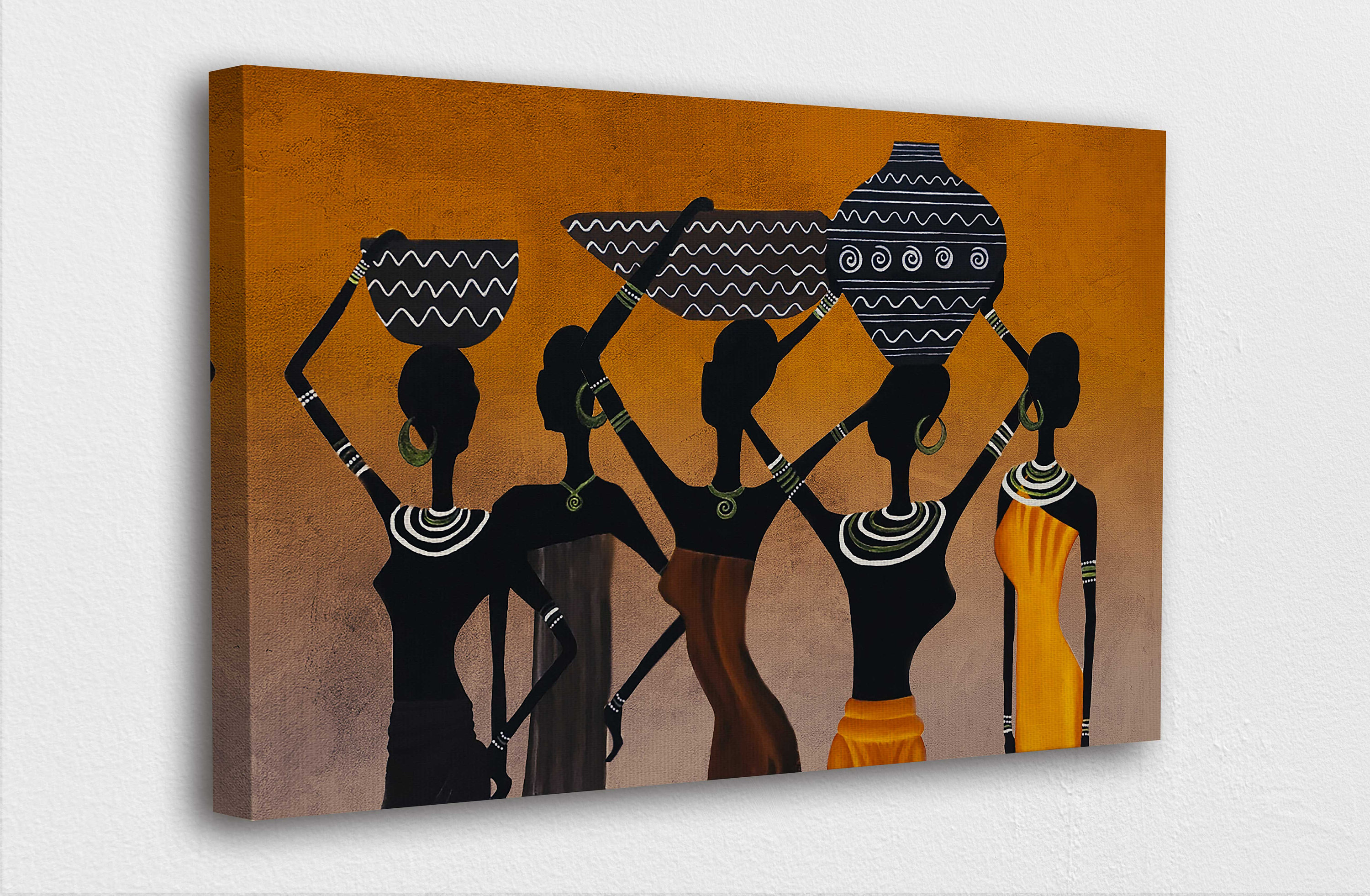 African Art Canvas-african Traditional Women W/ Water Pot Art | Etsy