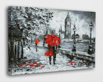 Red Umbrella Canvas Art | Etsy