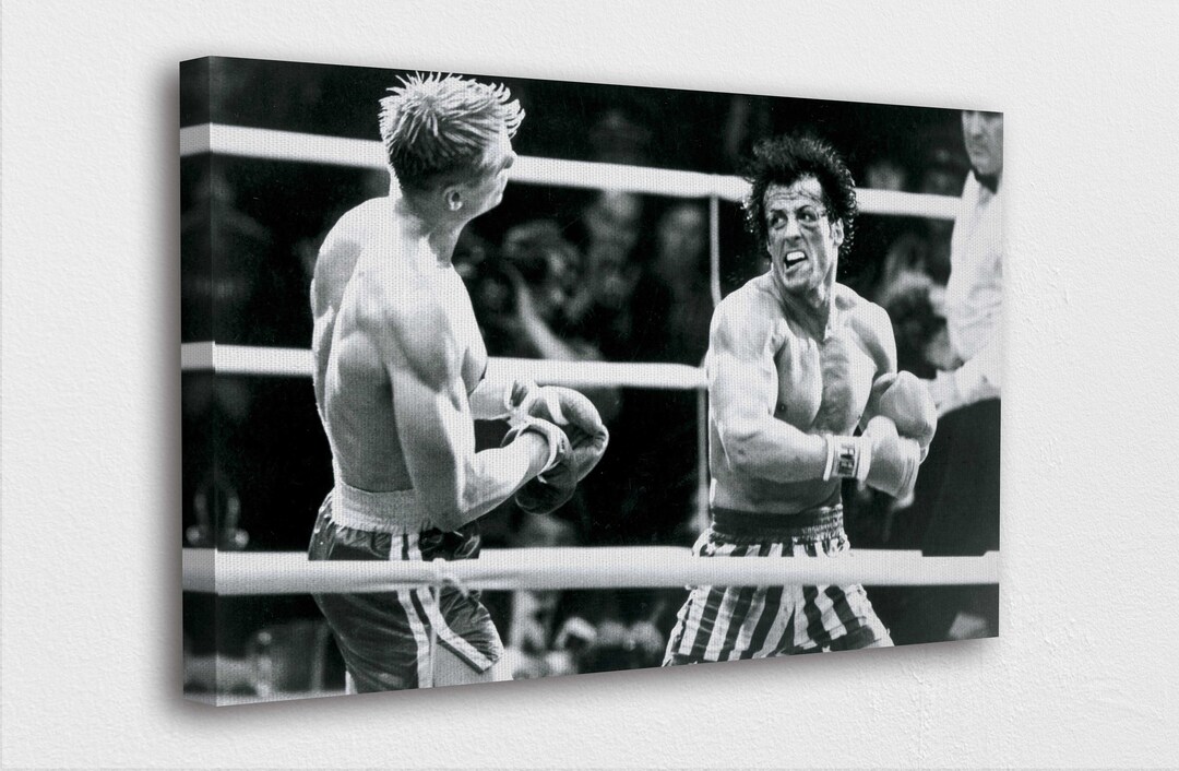 Rocky Balboa Art Canvas-rocky Fight Night Round in B&W Art Canvas ...