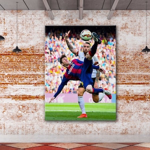 Lionel Messi Art Canvas-lionel Messi Bicycle Kick Art Canvas Poster ...