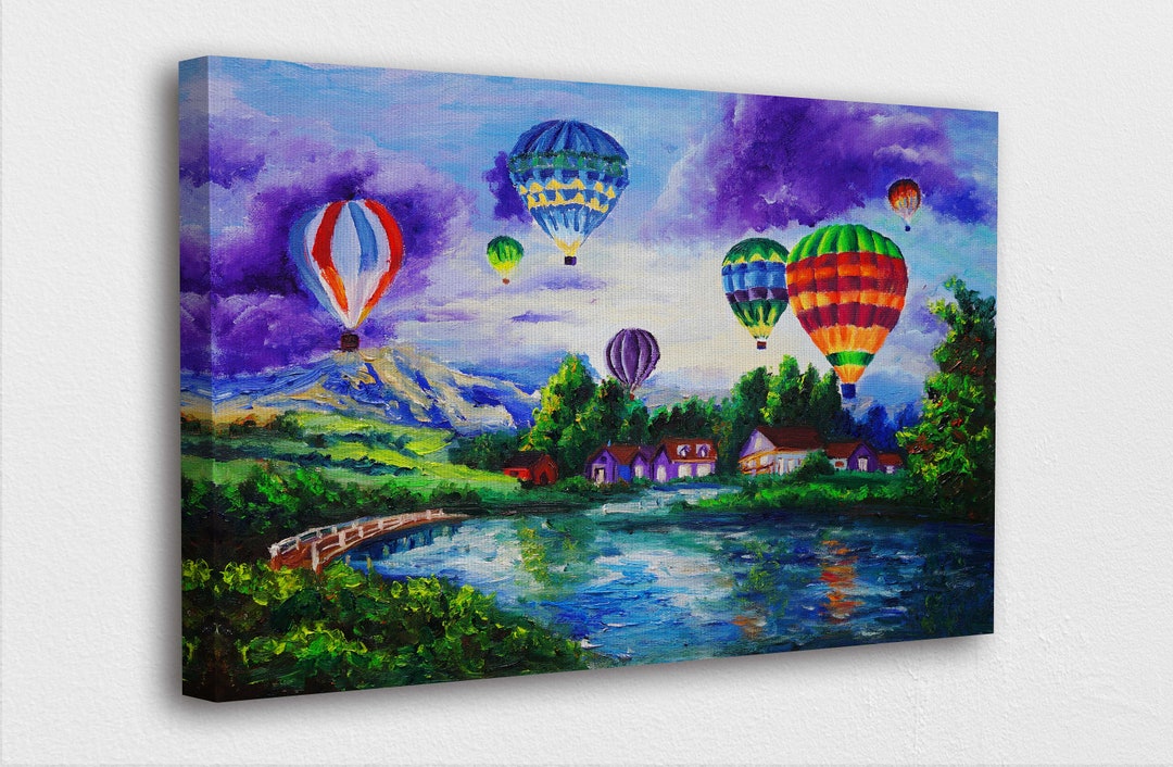 Painting Style Art Canvas-hot Air Balloon Painting Style Art Canvas ...