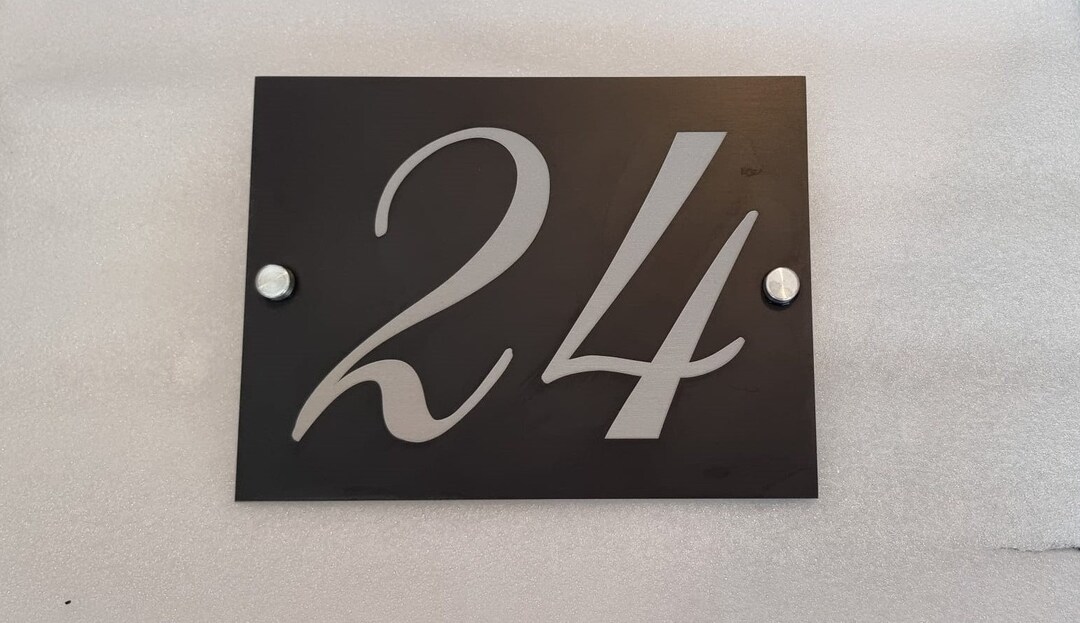 Black Anodised Aluminium House Sign With Stainless Steel Stand off ...
