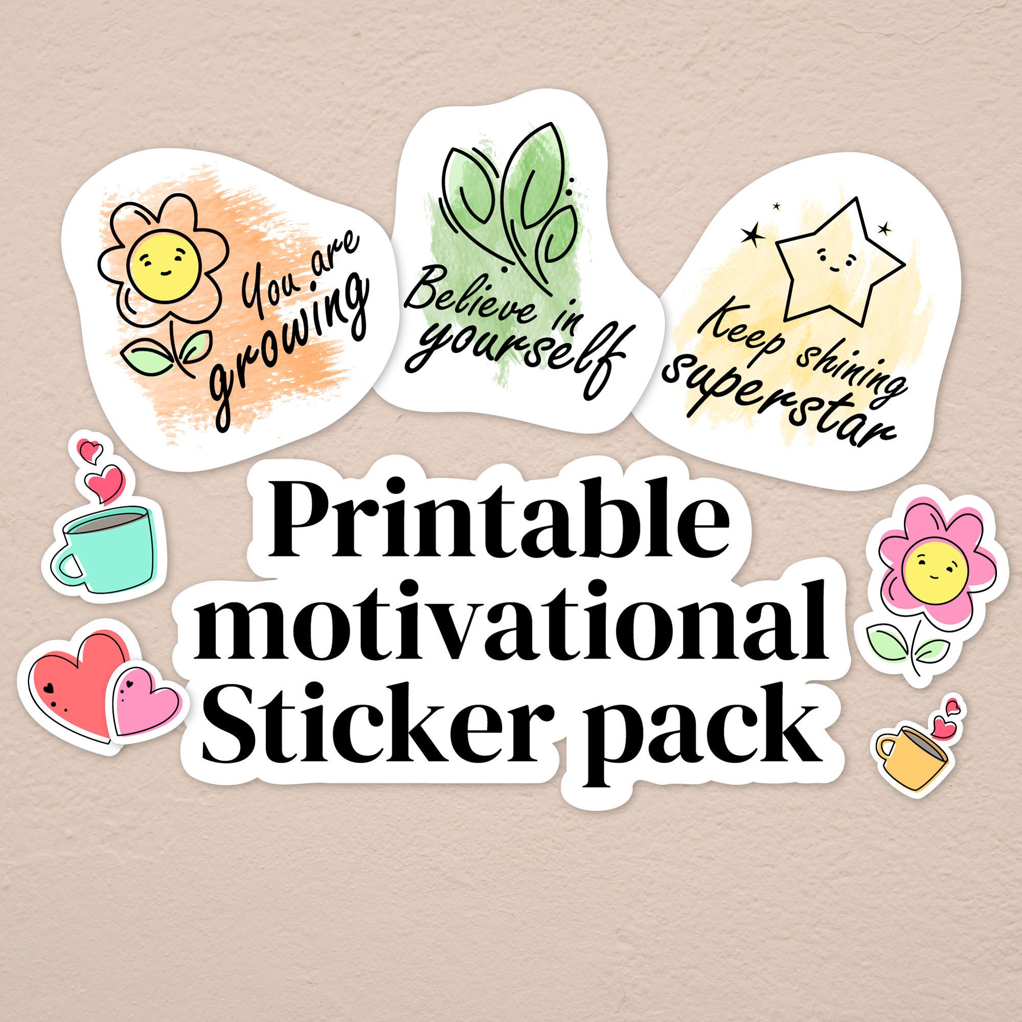 Printable Motivational Sticker Pack Inspirational Quotes Etsy España