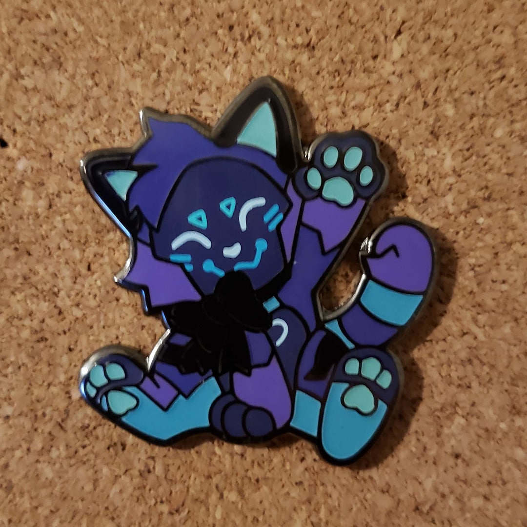 Robo-kitty Ribbon - Enamel Pin - Etsy