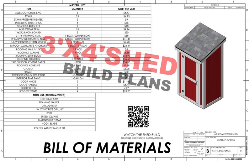 3x4 Lean to Shed Build Plans - Etsy