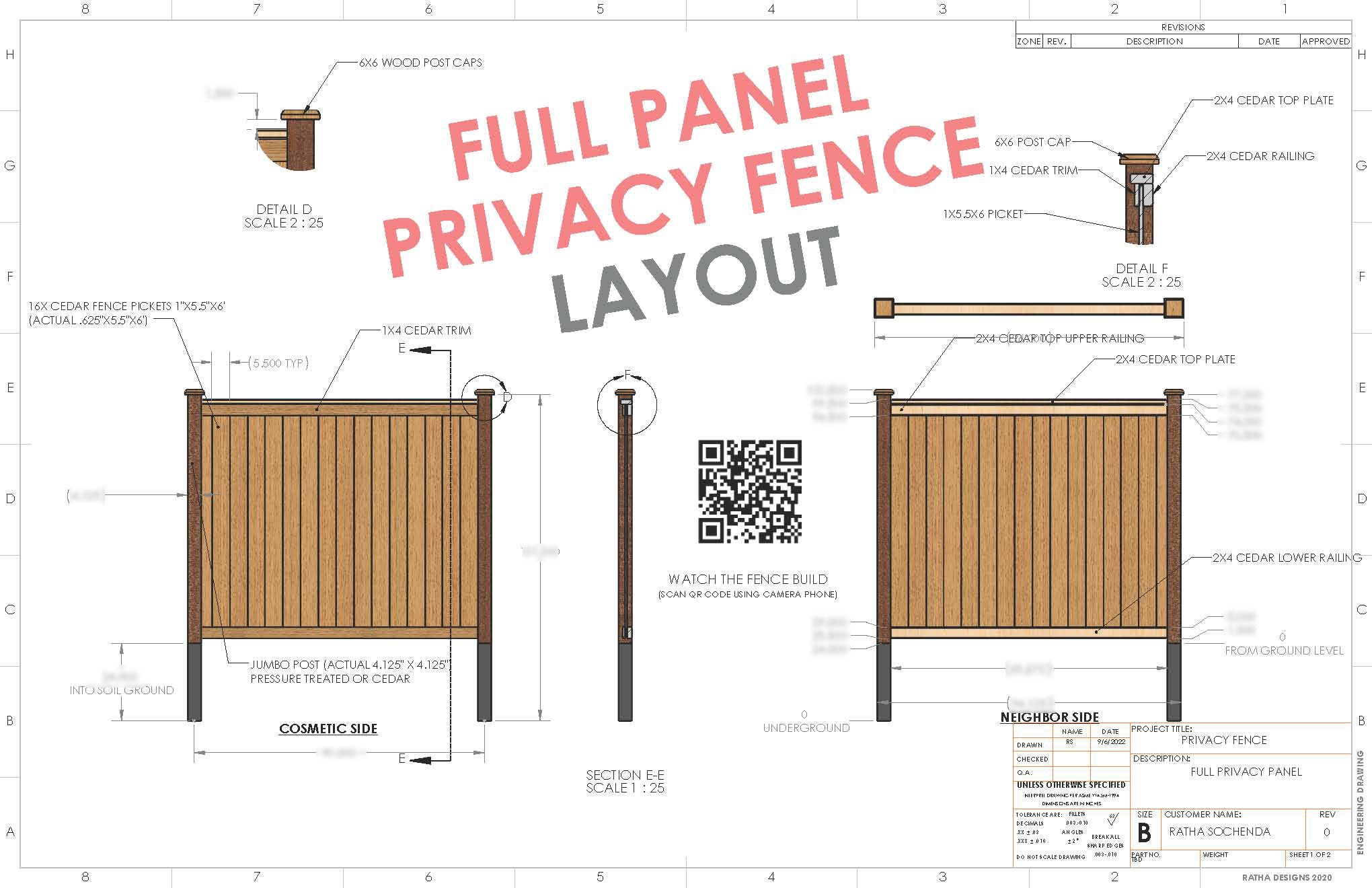 Full Panel Cedar Privacy Fence Layout/diagram Cheat Sheet - Etsy Full Panel Cedar Privacy Fence Layout/diagram Cheat Sheet - Etsy